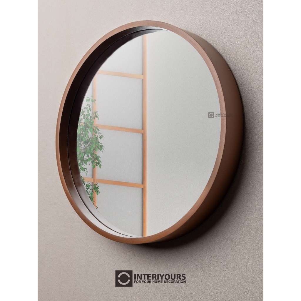 KAYU Round Aesthetic Wall Mirror Diameter 35cm / Thick Premium Wooden ...