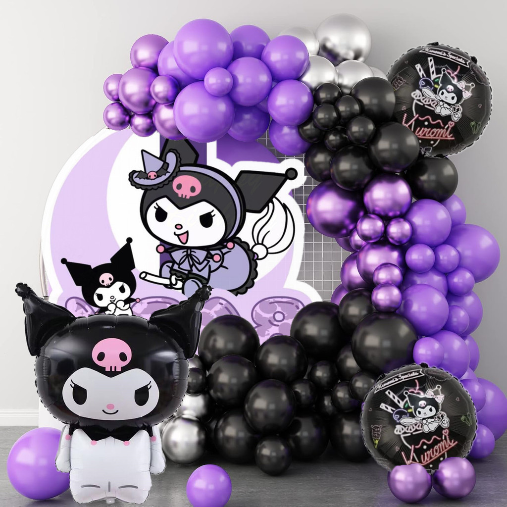 Kuromi Theme Balloon Purple Black Balloon Metallic Confetti Balloon ...