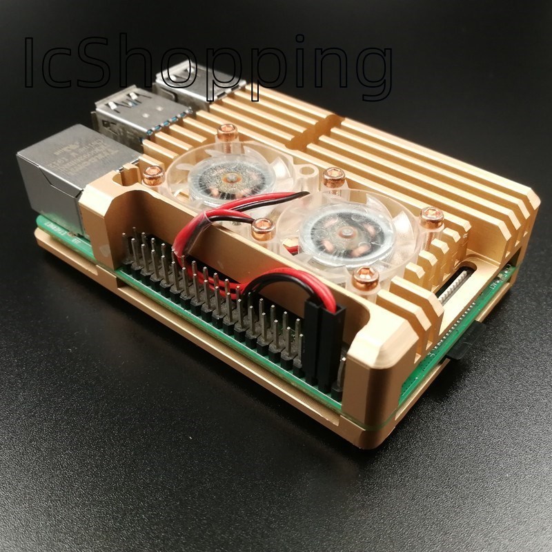 Raspberry Pi 4/3 Aluminum Case with Dual Cooling Fan Metal Shell Black Enclosure for RPI ...