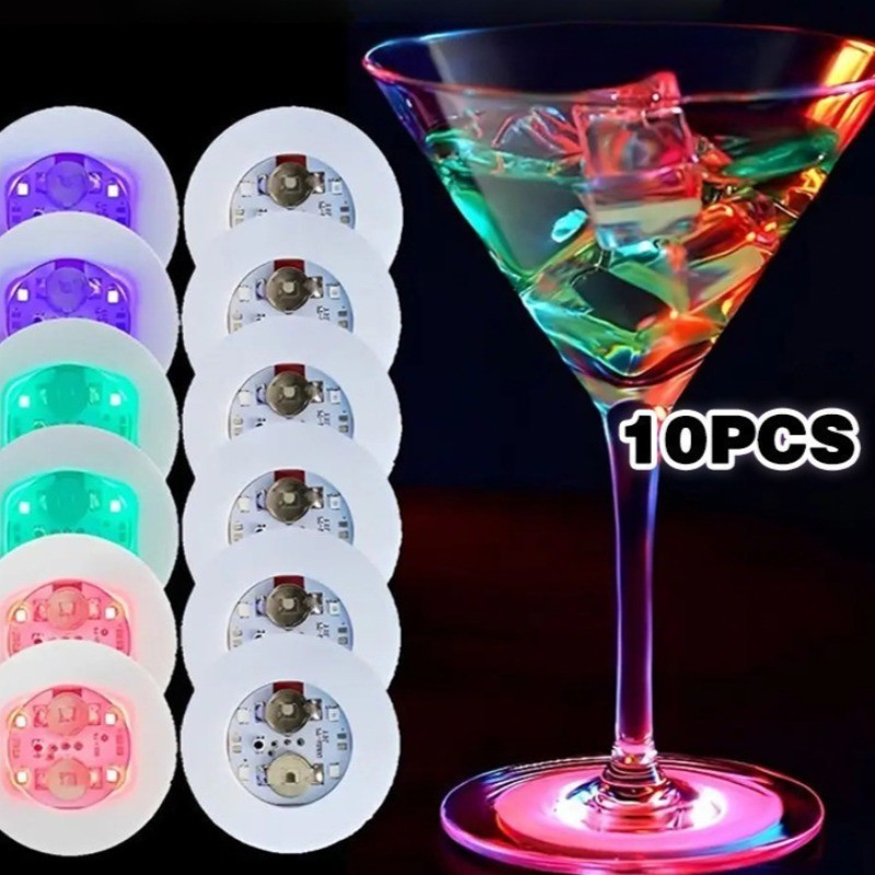 6cm LED Coaster Luminous Bottle Stickers Thin Acrylic Crystal LED ...