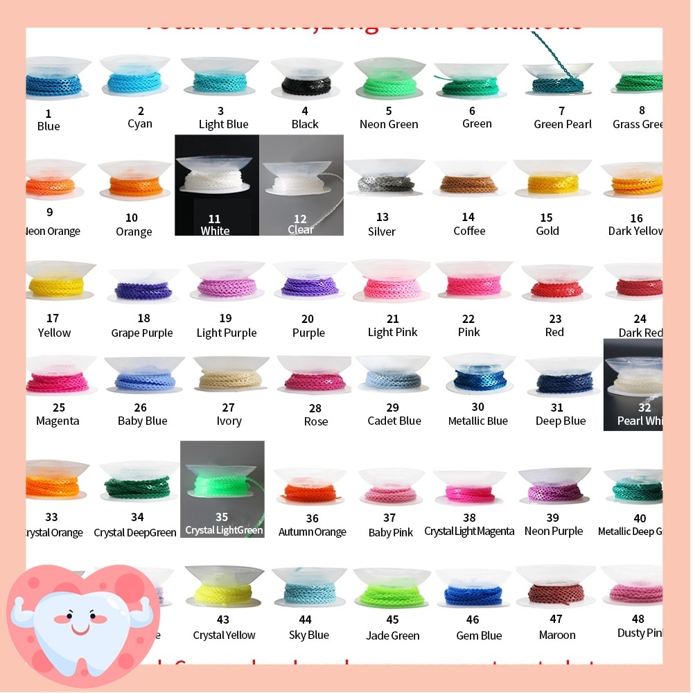 【Limited】48Colors 15Feets 1Roll Continous Type Power Chain | Shopee ...