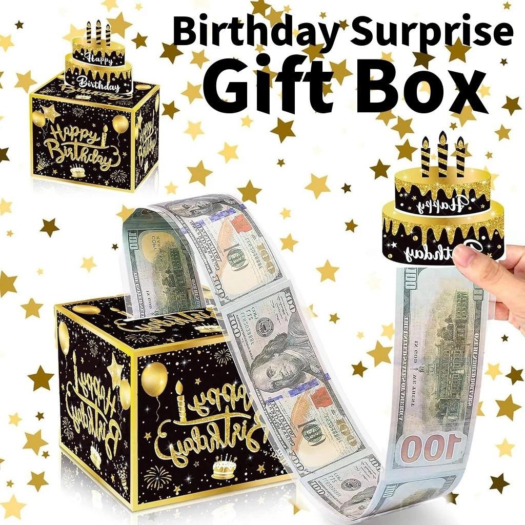 30pcs Surprise Birthday Money Pull-Out Gift Box Pink Gold Happy ...
