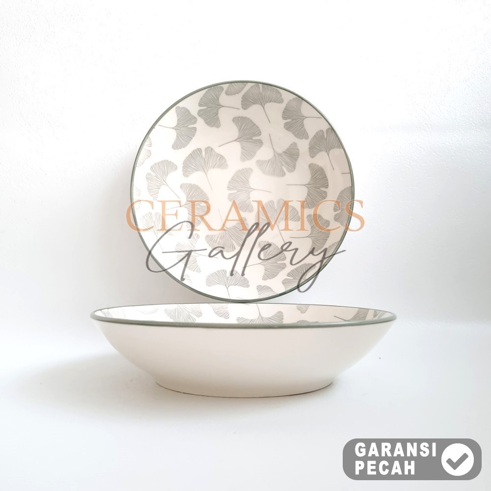 FORMIA 1pcs Soup Plate 8in Ikebana Series Ceramic Concave Plate Fruit ...
