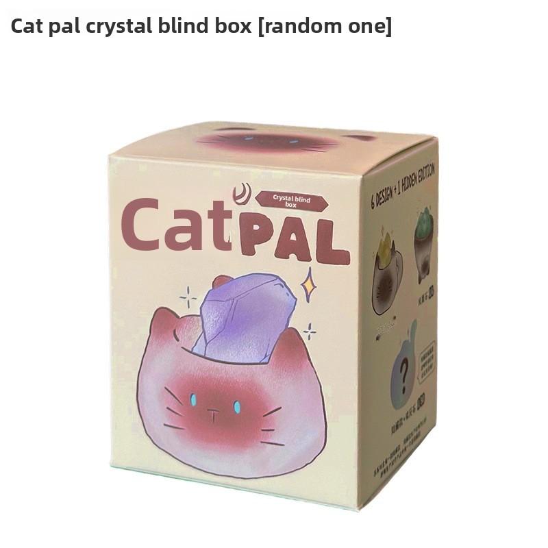 Cute Cat Crystal Blind Box Figurine Creative Trendy Desktop Decoration ...
