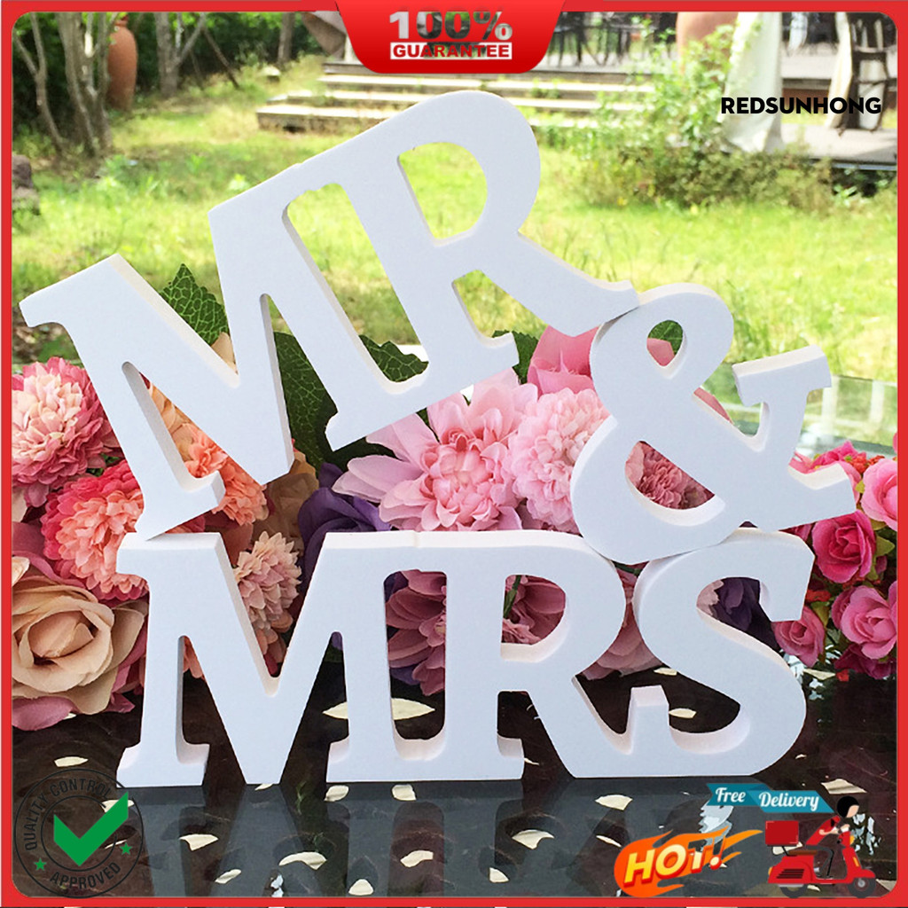COD→ White Mr & Mrs Signs Wedding Letter Decoration Freestanding ...