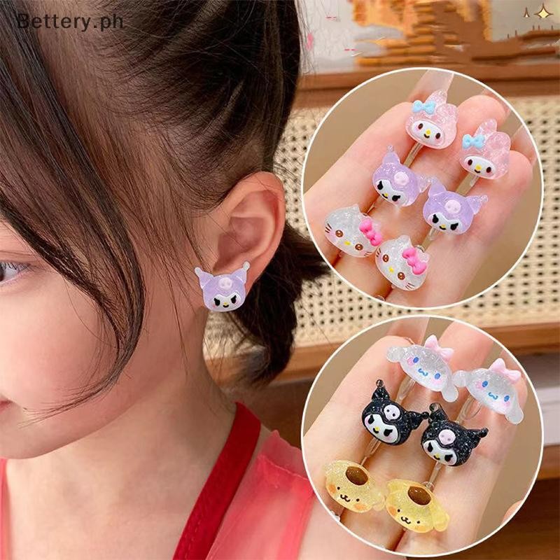 [ety] Sanrio Anime Earrings Cute Cinnamorolls My Melodys Kuromis Resin ...