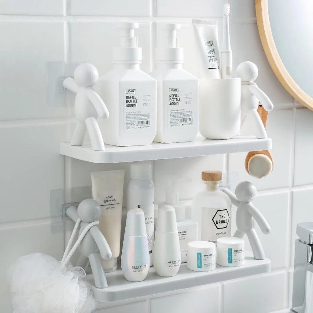 Wall Hanging Shelf Storage Rack Bathroom Human Hook Rack Floating Wall ...