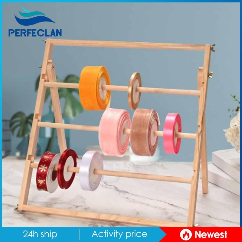 [Perfeclan] Wooden Ribbon Organizer Storage Rack Dispenser Gift ...
