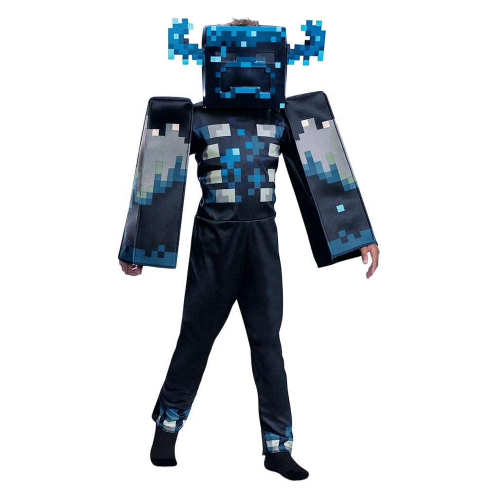 MC Game Characters Warden Cosplay Costume Minecraft Kids Halloween ...