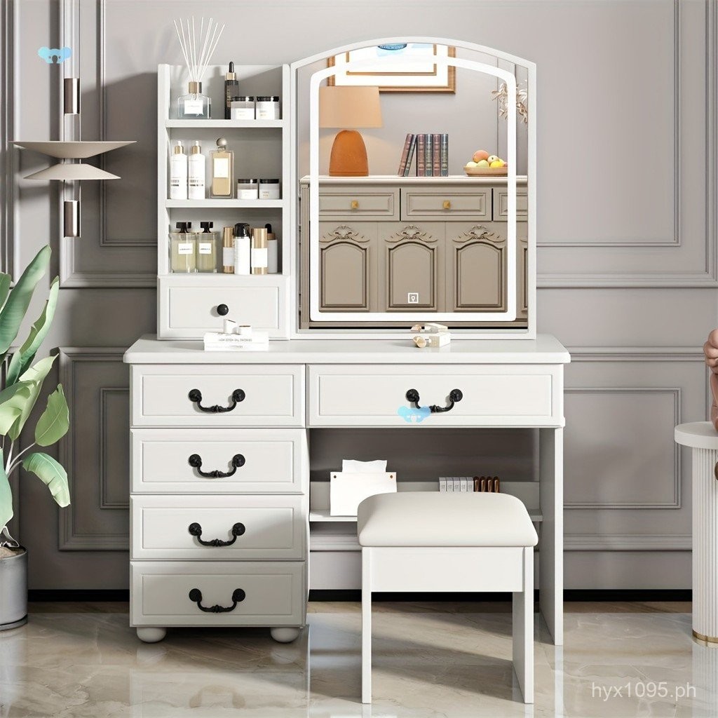 SlidingVanity Table Vanity 6 White Dresser withWhiteDrawers N1DD ...