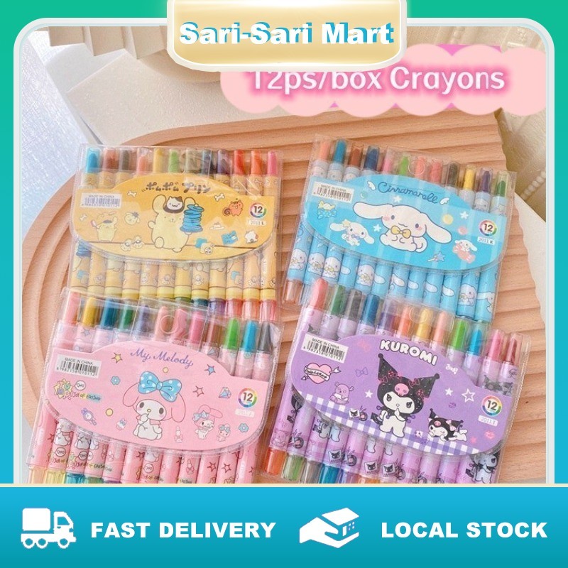 Sanrio 12 Colors Cute Character Long Twistable Rolling Crayon Best ...