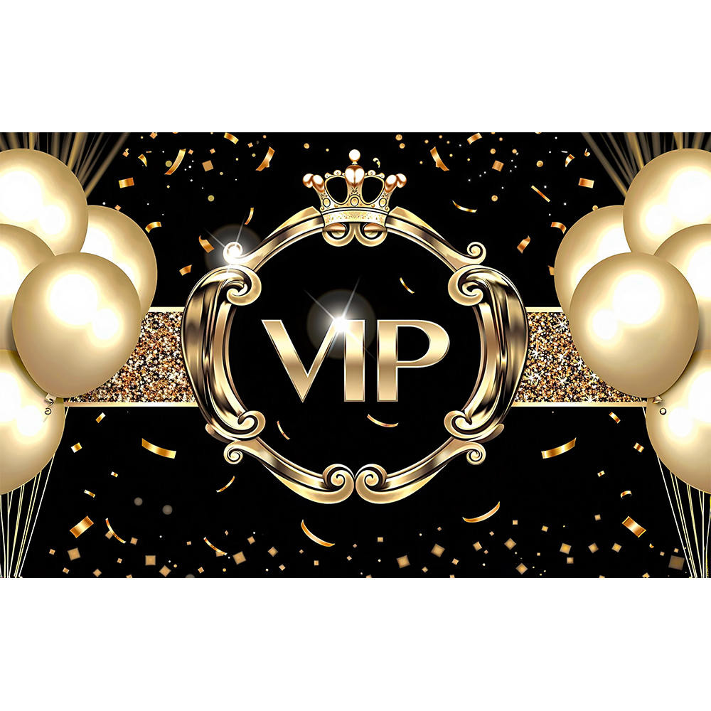 180X110cm VIP Party Backdrops for Birthday Photoshoot Golden Balloon ...