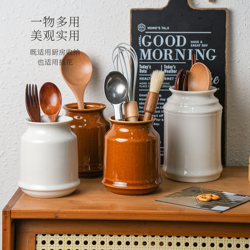 Relic Japanese-Style Ceramic Storage Bucket Chopstick Bucket Tableware ...