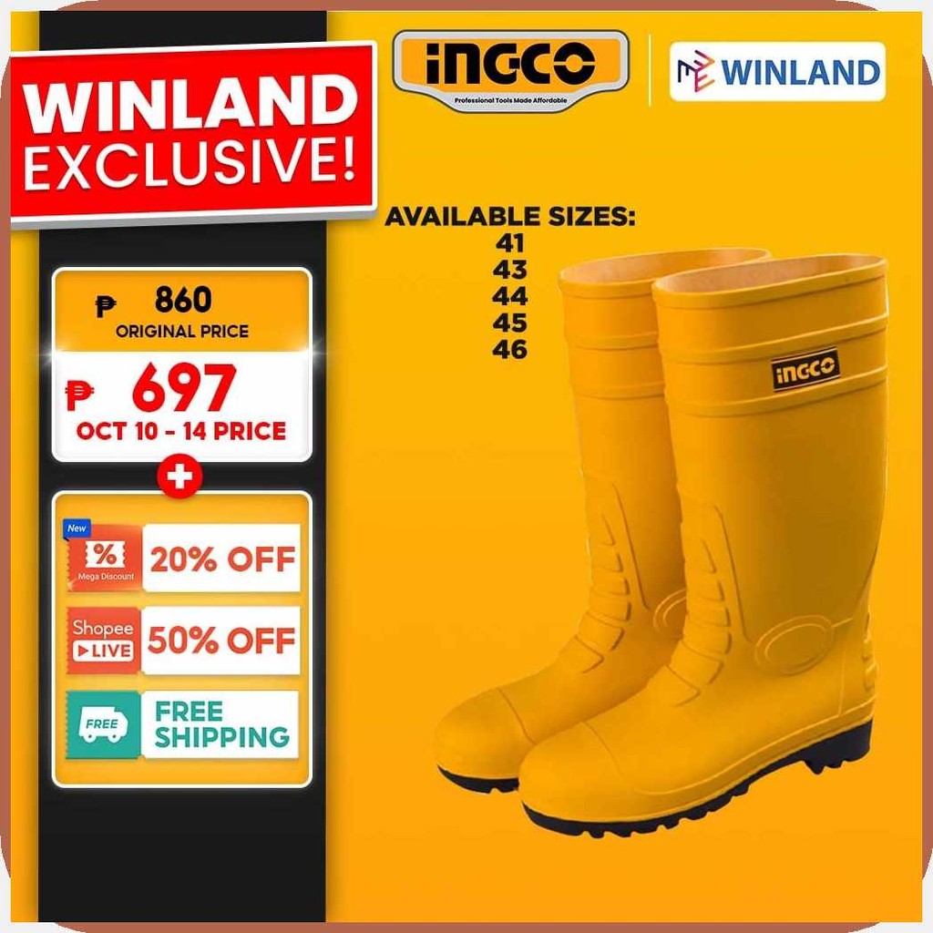 Ingco;Zn{byg@Winland_k:Safety%s:Boots%I;100%&New&Zinc&PVC with Anti ...