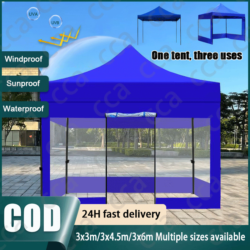 3x3m Outdoor Tent Cottage with 4 Side Cover Waterproof Retractable Tent ...