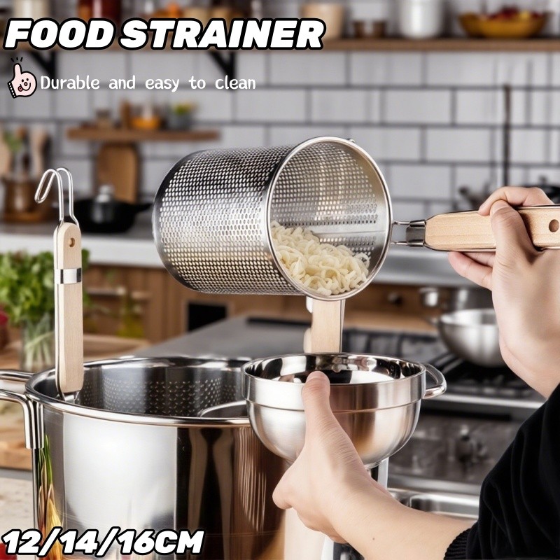 Stainless Steel Mesh Food Strainer Basket Multi-Size Noodle & Frying ...