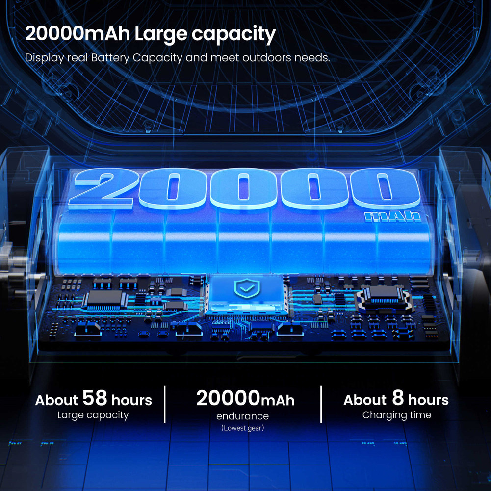 20000mAh Battery Operated Tent Fan with LED Lantern for Travel Tent ...