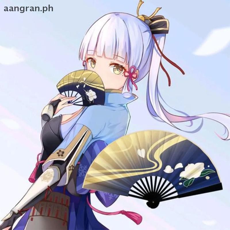 aangran Genshin Impact Kamisato Ayaka Cosplay Fan Cloth Folding Fan ...