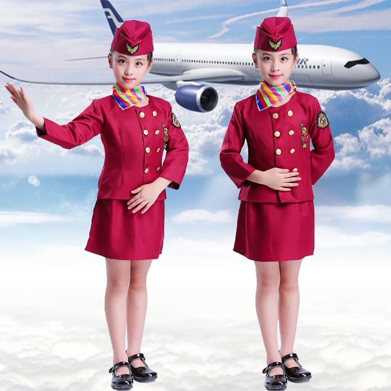Flight Attendant Cosplay Uniforms For Girl Aircraft Steward Uniform set ...