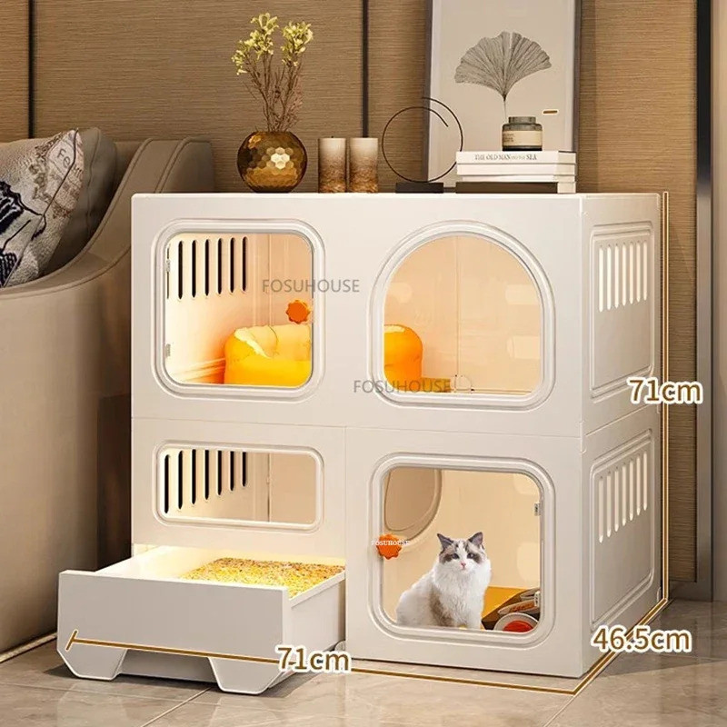 Modern Plastic Cat Cages Cat Litter Box Integrated Indoor House Large ...
