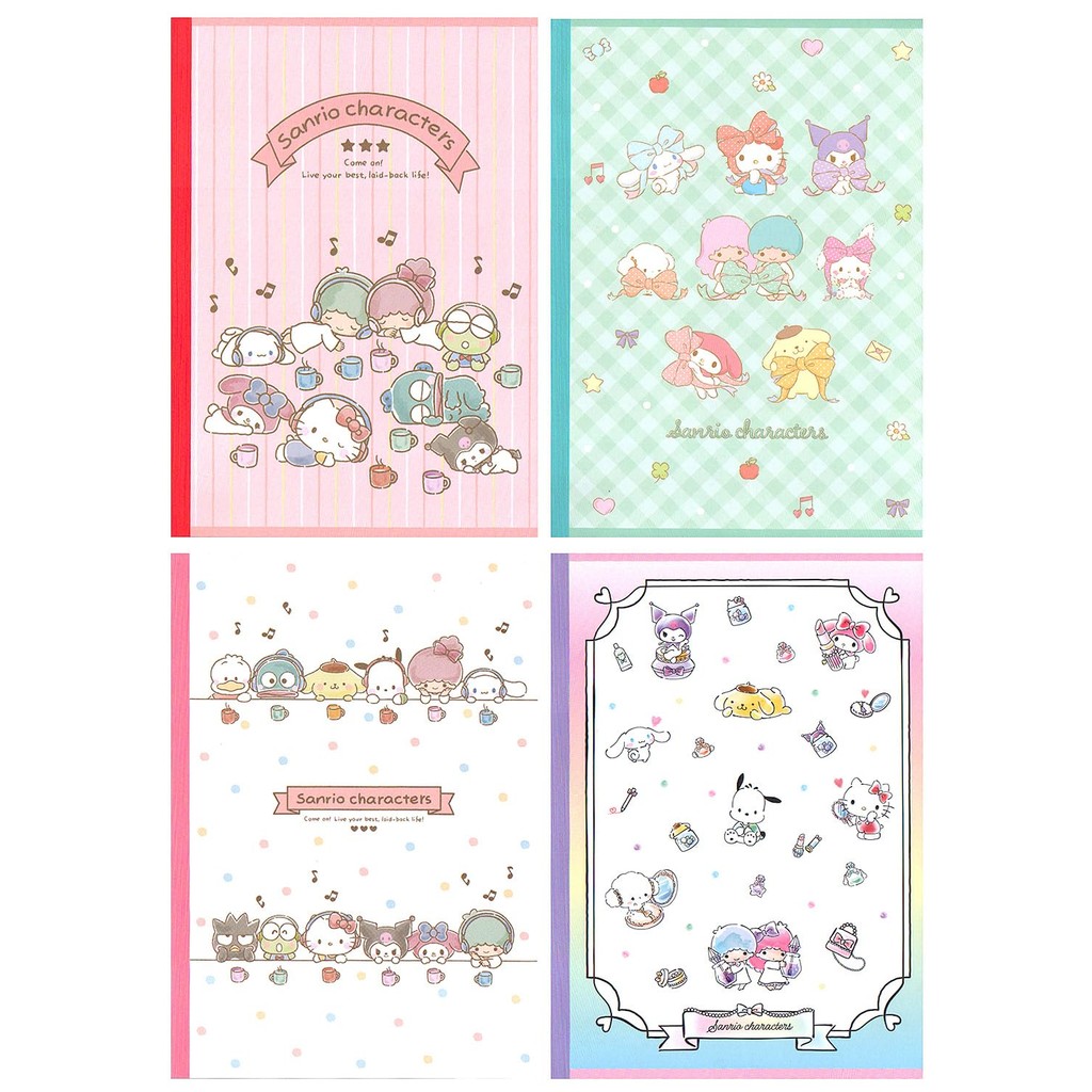 Yamano Paper Sanrio Notebook A-Line Sanrio Characters 4 Books MX 4PNB-M ...