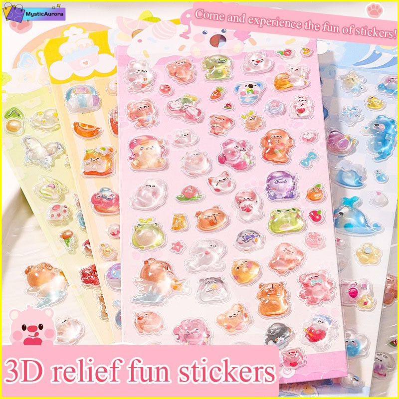 【⭐MA】Waterproof Transparent Crystal Sticker Cartoon 3D Relief Sticker ...