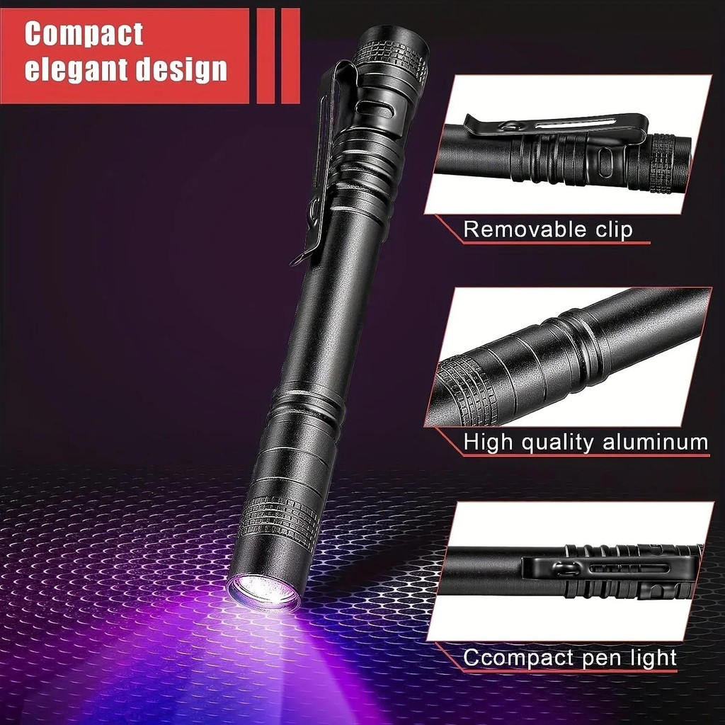 395nm UV Flashlight Mini LED Ultraviolet Pen Light Money Inspection ...