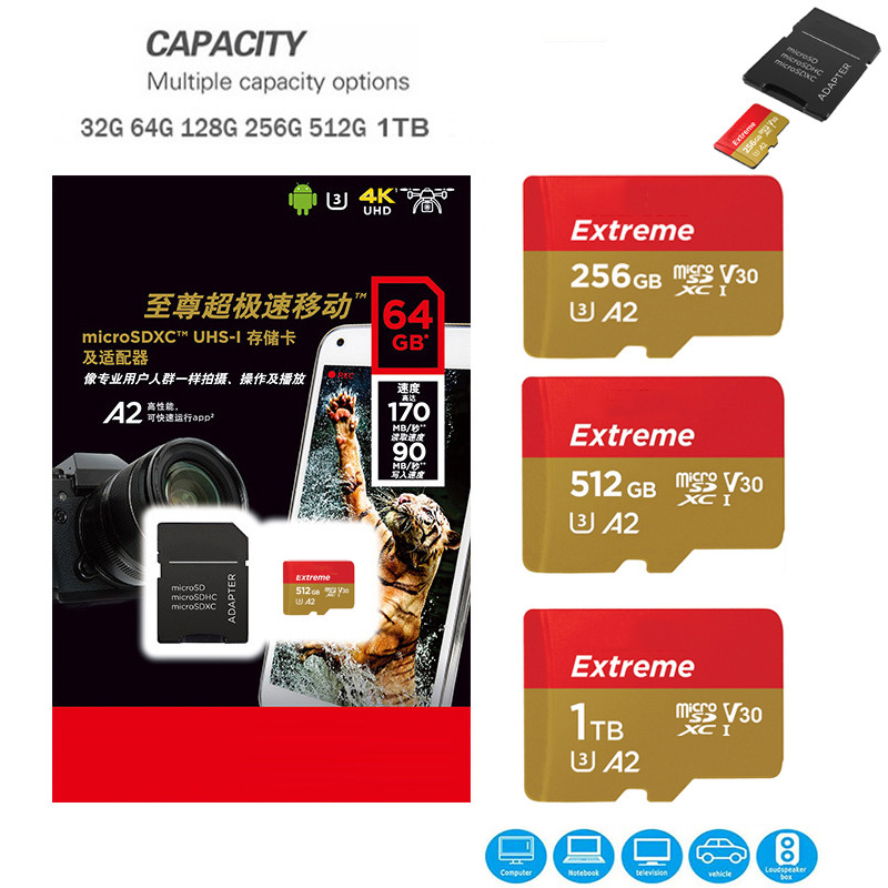 Extreme Micro SD Card 32GB 64GB Memory Card 128GB A2 Micro SD 256GB ...