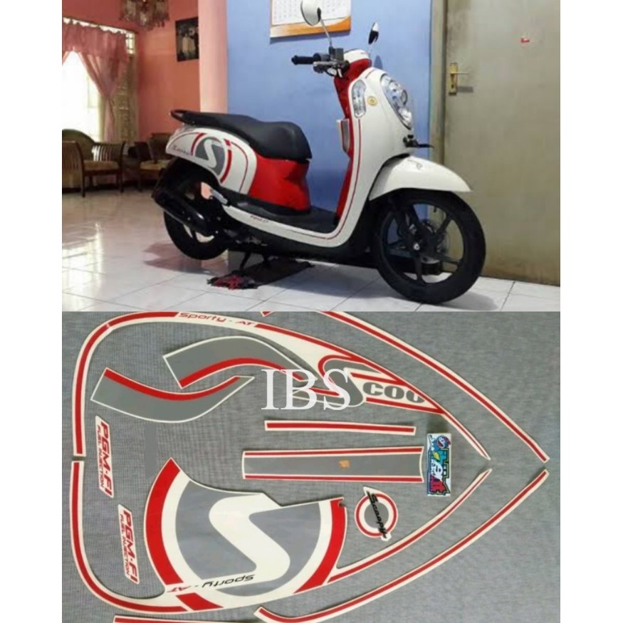 PUTIH Standard STRIPING HONDA SCOOPY FI WHITE 2013 POLET STICKERS ...