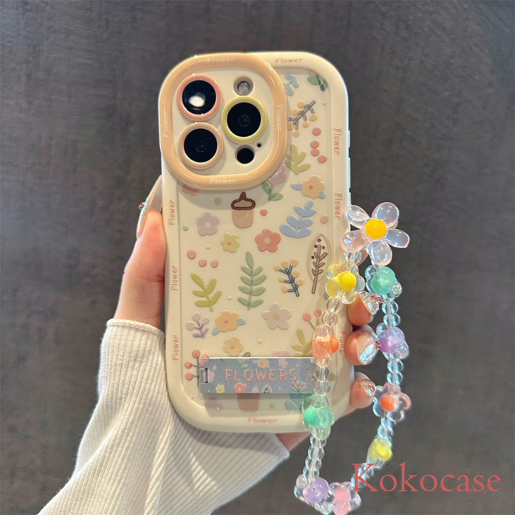 OPPO case Pine cone flower leaf with sticker and chain Phone case ...