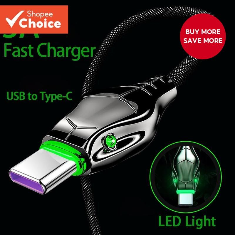 66W 5A Super Fast Charging Zinc Alloy Snake Head with Light Data Cable ...