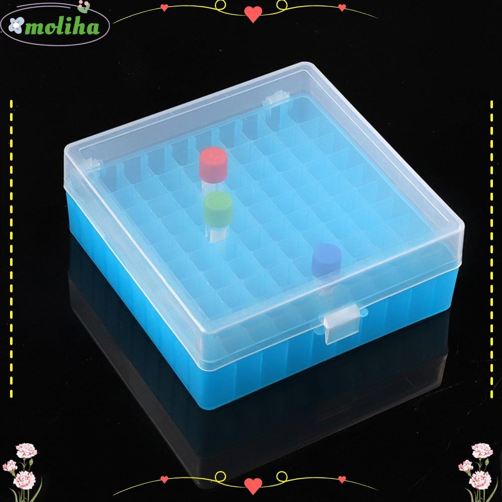 MOLIHA 100 Well Microtube Storage Box, Blue Plastic Microcentrifuge Tubes Rack, Reusable ...