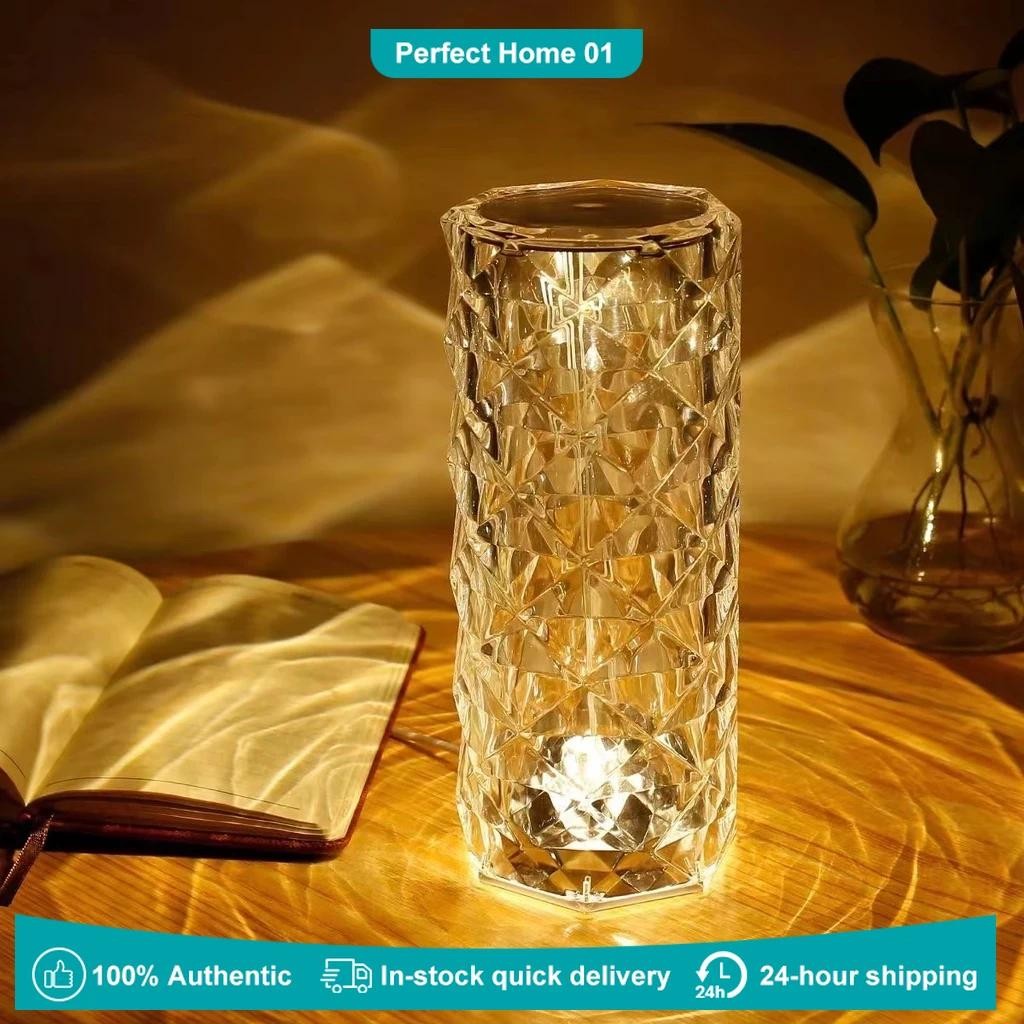LED 16cm Touch Desk Lamp Rose Crystal Diamond Table Lamp Touch Charging ...