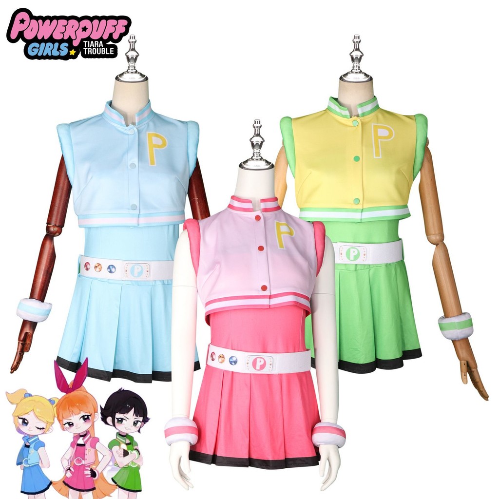 The Powerpuff Girls Cos Clothing Girl Flower Bubble Fur Cosplay ...