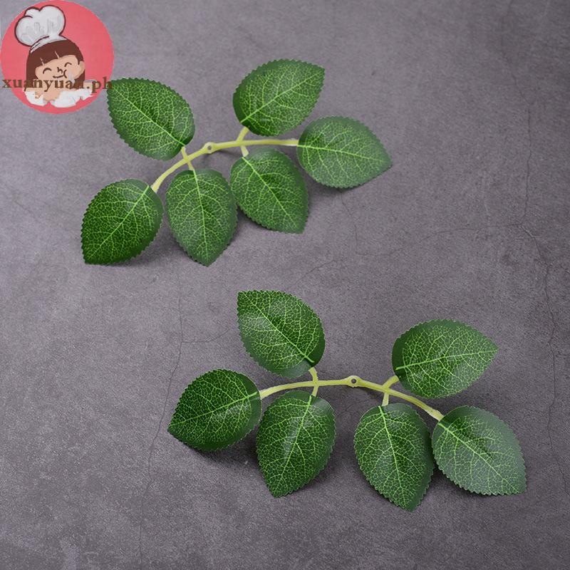 XUAN 10/30/50pcs Rose Leaves Artificial Greenery Fake Rose Flower Leaves DIY Craft PH | Shopee ...