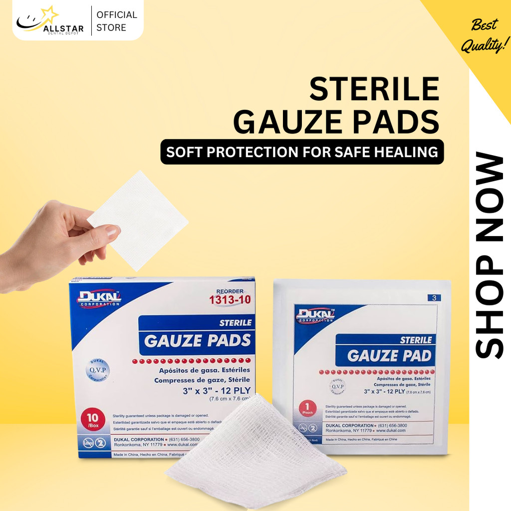 [Allstar] 100pcs per box Sterile Gauze Pad 3x3 12 Ply | Shopee Philippines
