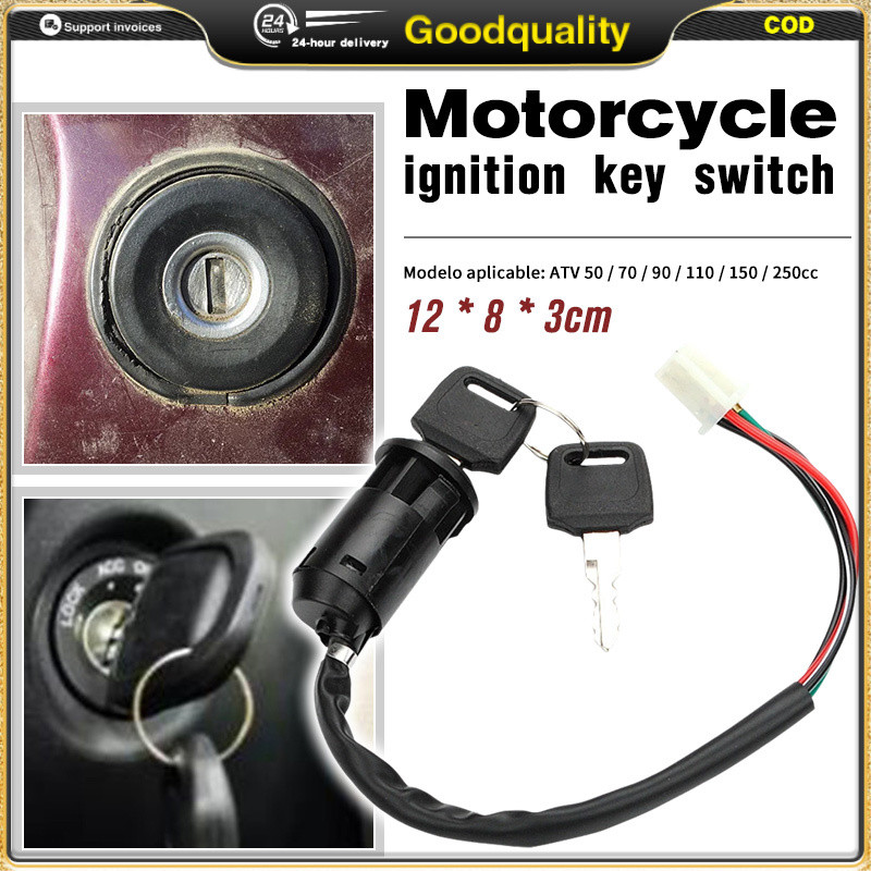 Universal 4 Wires Ignition Switch With 2 Key For Motorcycle Bike ATV ...