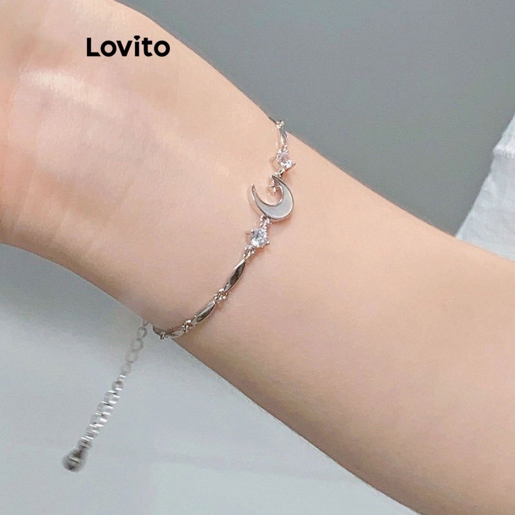 Lovito Women Casual Moon Rhinestone Bracelet LFA13572 | Shopee Philippines