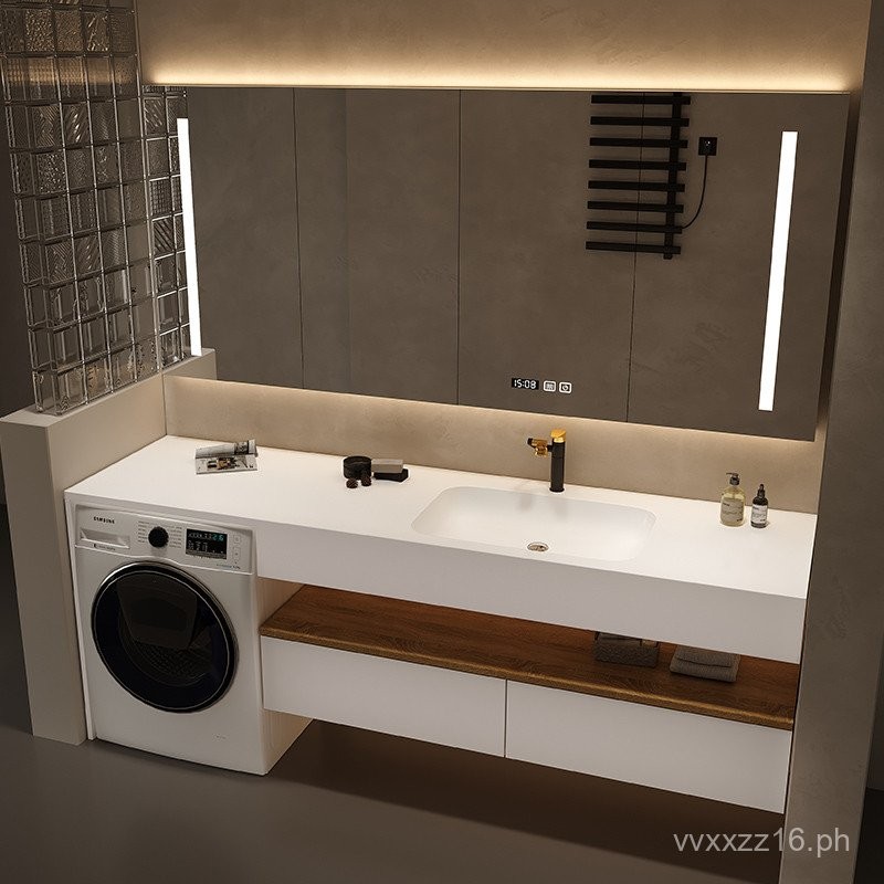 Corian Integrated Basin Balcony Washing Machine Cabinet Bathroom ...