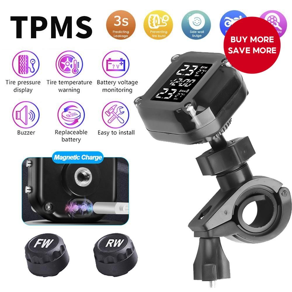 TPMS Motorcycle Tire Pressure Monitoring System 2 Wheel Tyre External ...