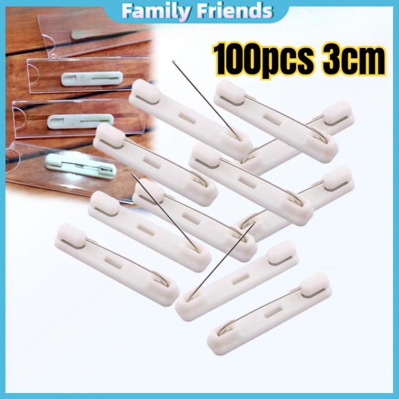 100pcs Plastic Name Badge Lapel/bar/brooch Lock Pin Black&white for ...