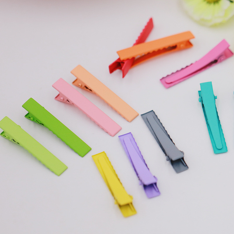 100pcs Korean Version Rubber Lacquer Color Duckbill Clip Frosted Flat ...