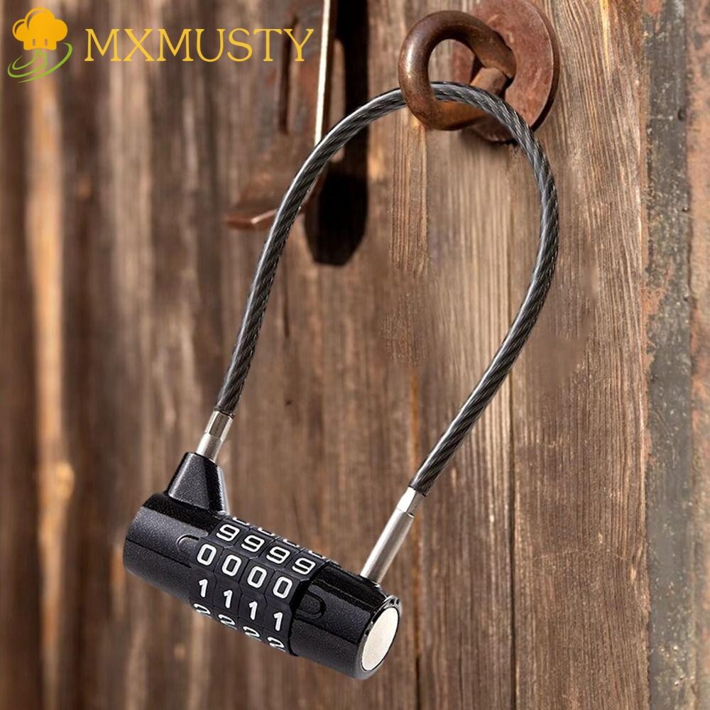 MXMUSTY Cable Password Lock, 4-digit Multifunctional Steel Cable Lock ...