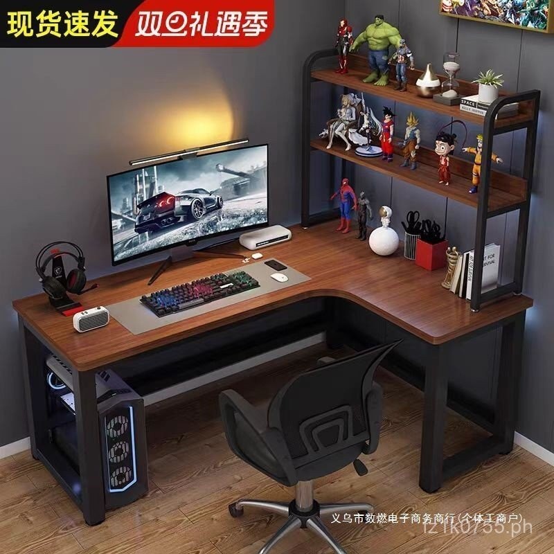 Home desk]Bookshelf Corner Study Desk Table Computer Desk ...