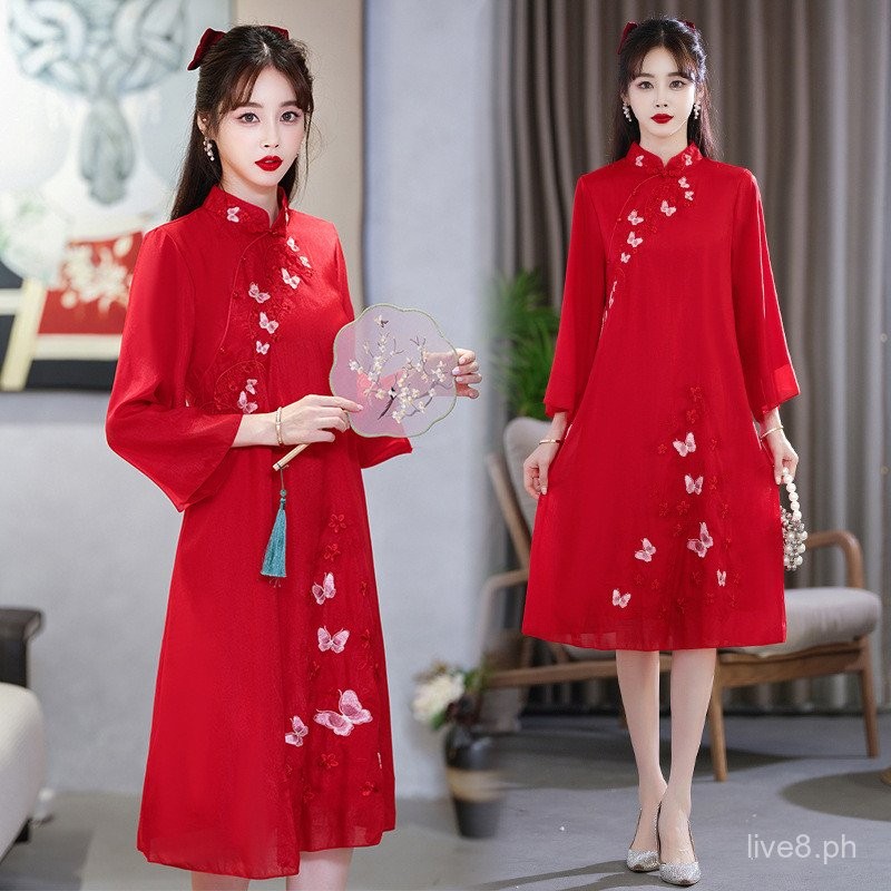 Retro Ethnic Style Chinese Traditional Qipao Dress Fashion Embroidered ...