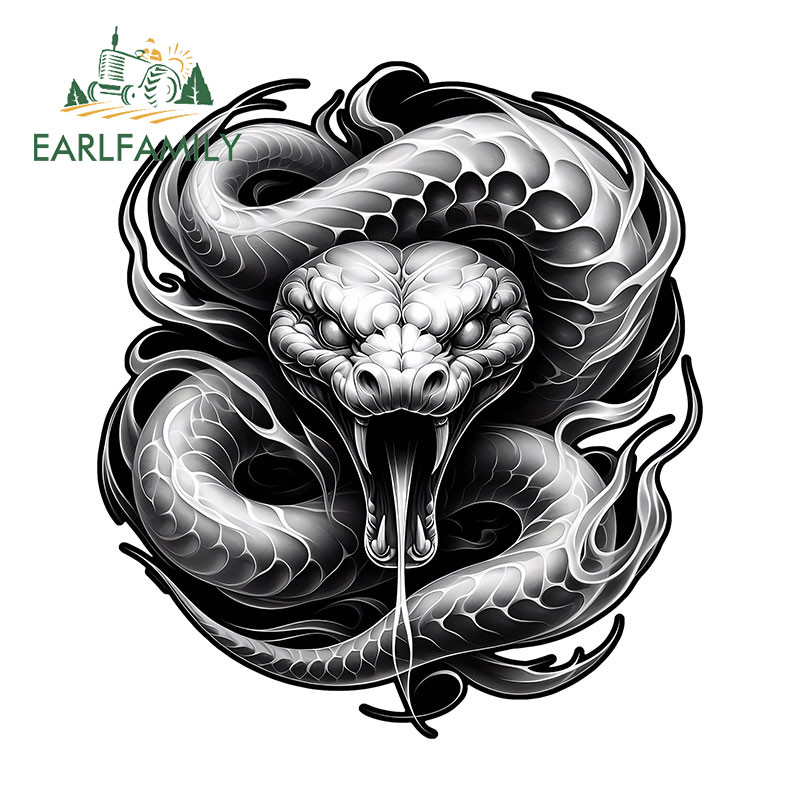 EARLFAMILY Coiled Snake Black Style Car Stickers Motorcycle Laptop ...