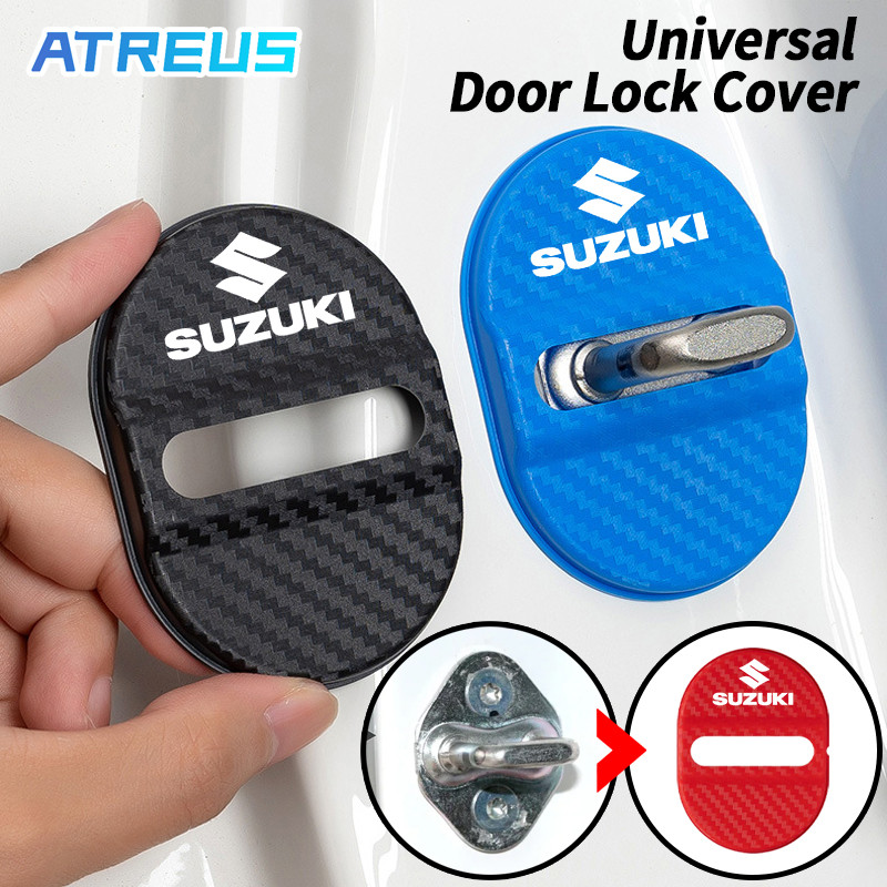 1/4Pcs Suzuki Carbon Fiber Car Door Lock Protection Cover Anti Scratch ...