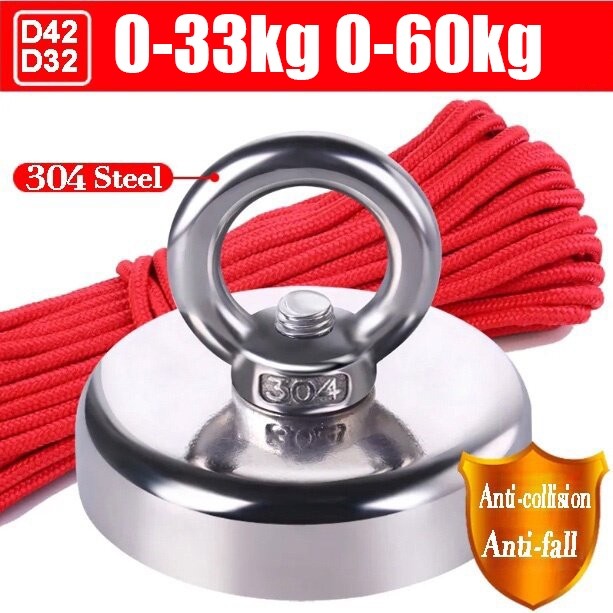 Super Strong Neodymium Fishing Magnets Heavy Hole Eyebolt Duty Rare ...