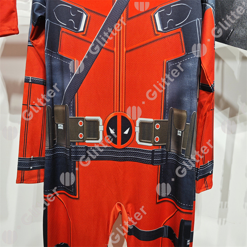 Deadpool Costume for Adult Men Superhero Red Bodysuit Mask Bag Cosplay ...