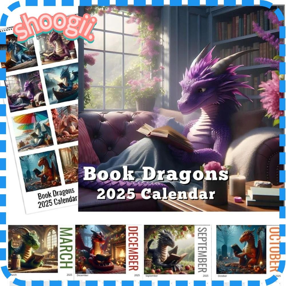 SHOOGYY Book Dragon 2025 Calendar, Paper Spiral Binding 2025 Wall ...